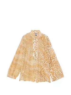 Roberto Cavalli 2000s Leopard-print Pleated Blouse - Neutrals