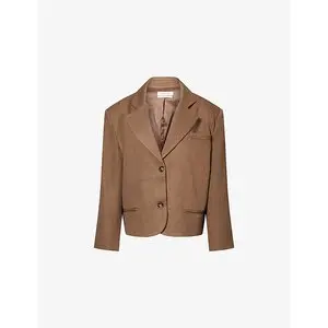 ATELIER NINETY FIVE Oversized Notch-lapel Woven Blazer - Brown