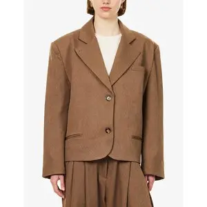 ATELIER NINETY FIVE Oversized Notch-lapel Woven Blazer