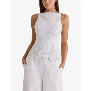 House Of Cb Nolia Bow-back Broderie Cotton Top