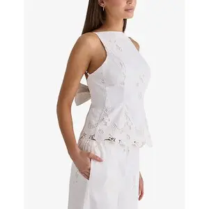 House Of Cb Nolia Bow-back Broderie Cotton Top
