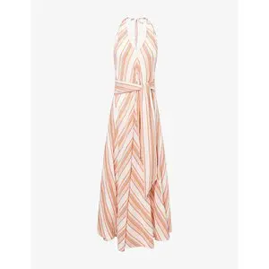 ME+EM Striped Cotton Halterneck Maxi Dress - Pink/multi