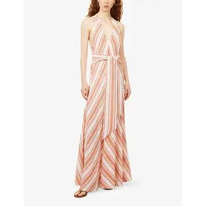 ME+EM Striped Cotton Halterneck Maxi Dress