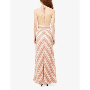 ME+EM Striped Cotton Halterneck Maxi Dress