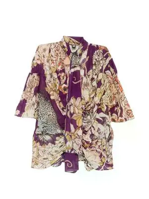 Roberto Cavalli 2000s Floral Print Blouse - Purple