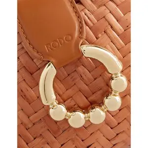 Rodo Willow Chain Strap Woven Clutch Bag - Tan