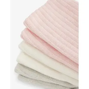 Bo+tee Pack Of Three Ribbed Cotton-blend Crew Socks