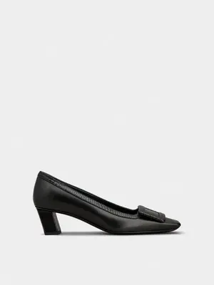 ROGER VIVIER Belle Vivier Leather Pumps With Reptile Print Inserts - Black