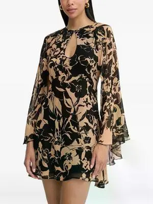 SIMONA CORSELLINI Beige Floral Print Open-back Dress - Neutrals