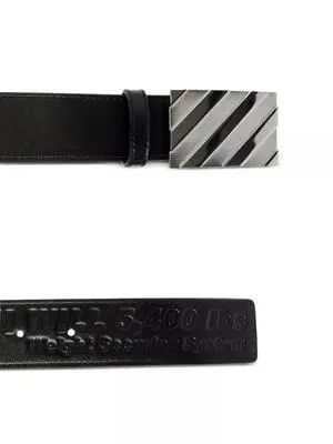Off-White Embossed Buckle Leather Belt