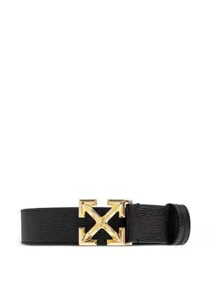 Off-White Grained Leather Belt With Arrow Buckle