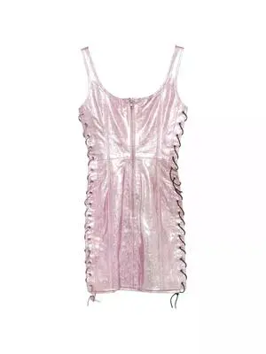 Jeremy Scott Metallic Leather Lace-up Mini Dress