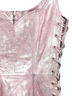 Jeremy Scott Metallic Leather Lace-up Mini Dress