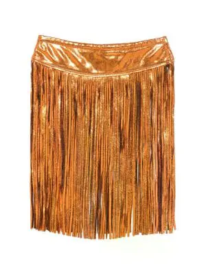 Jeremy Scott Metallic-effect Fringed Mini Skirt - Orange