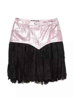 Jeremy Scott Lace-trimmed Metallic Leather Mini Skirt