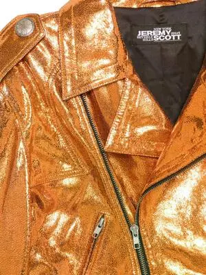 Jeremy Scott 2010s Fringed Metallic Biker Jacket