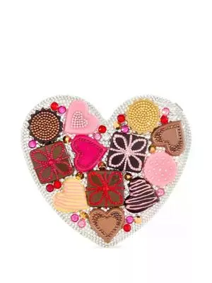 Judith Leiber Crystal Embellished Heart Chocolate Box Clutch Bag