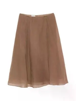 Brunello Cucinelli Sheer Panelled Skirt - Brown