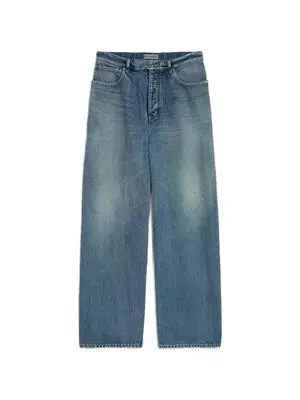 Balenciaga Baggy-fit Distressed Wide-leg Jeans - Blue