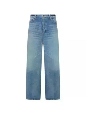 Balenciaga Baggy-fit Distressed Wide-leg Jeans - Blue