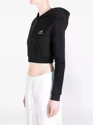 Balenciaga Logo-print Zip-up Crop Hoodie