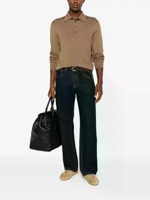 TOM FORD Long-sleeve Polo Shirt - Brown