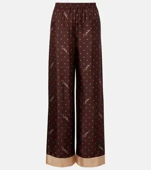 Valentino Garavani Printed Silk Twill Palazzo Pants - Brown