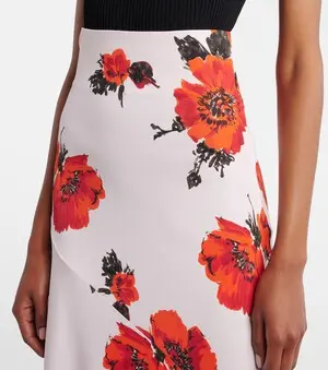 Alaïa Floral Asymmetric Jersey Midi Skirt