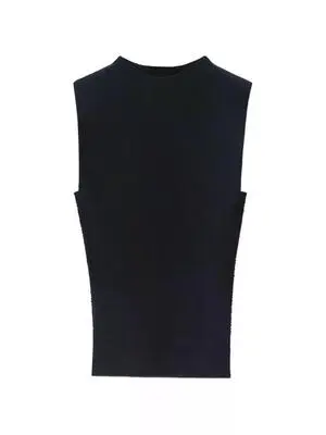 Alexander Wang Ribbed Knit Mock Neck Sleeveless Top - Black