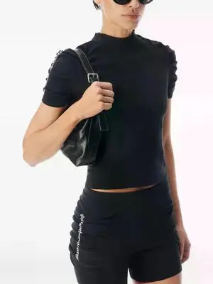 Alexander Wang Ruched Logo-print Shorts - Black