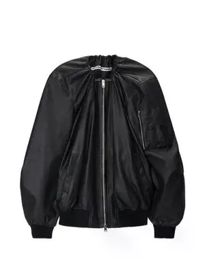 Alexander Wang Gathered Detail Leather Jacket - Black