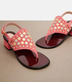 Valentino Garavani Studded Suede Thong Sandals