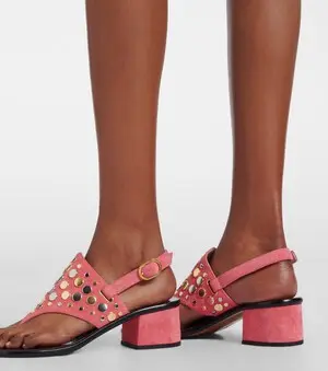 Valentino Garavani Studded Suede Thong Sandals