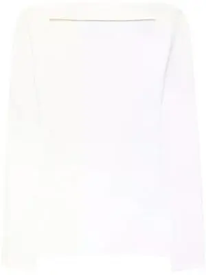 Another Tomorrow Cut-out Knitted Top - Neutrals