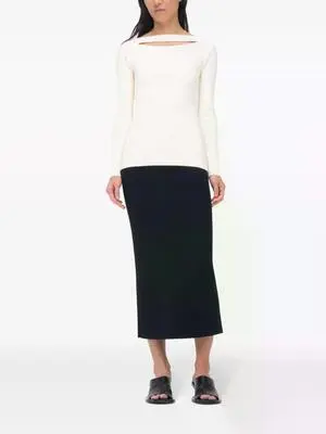 Another Tomorrow Cut-out Knitted Top
