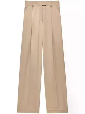 Another Tomorrow Pleated Merino Wool Trousers - Neutrals