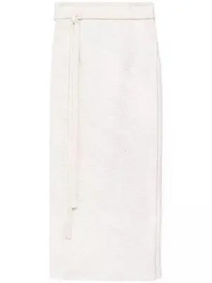 Another Tomorrow Organic Cotton Tweed Wrap Skirt - Neutrals