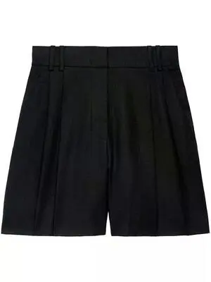 Another Tomorrow Linen Pleated Shorts - Black