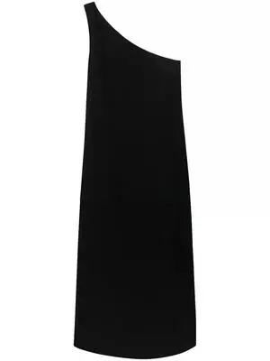 Another Tomorrow One-shoulder Midi Dress With Bubble Hem - Black