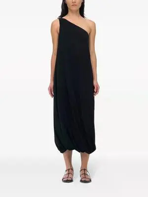 Another Tomorrow One-shoulder Midi Dress With Bubble Hem