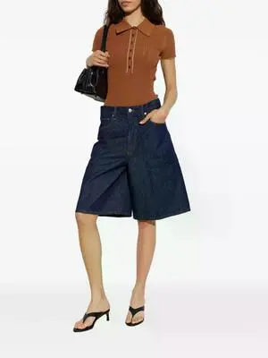 BY MALENE BIRGER Benita Ribbed-knit Polo Shirt - Brown