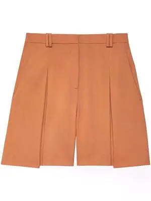 Another Tomorrow High-waisted Pleated Shorts - Orange