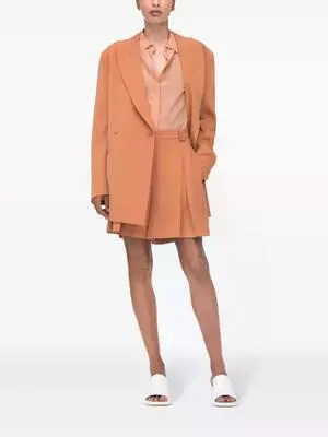 Another Tomorrow High-waisted Pleated Shorts