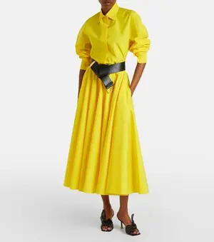 Givenchy Pleated Cotton Midi Skirt
