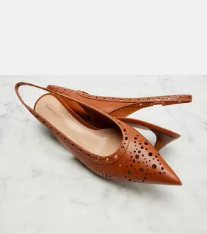 GIANVITO ROSSI Perforated Leather Slingback Pumps