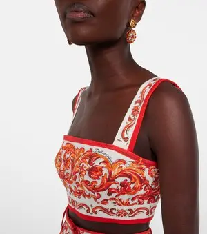 Dolce & Gabbana Majolica Print Cropped Top