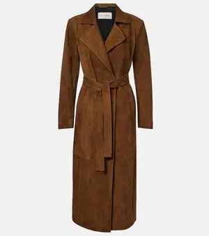Nour Hammour Winona Belted Suede Wrap Coat