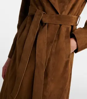 Nour Hammour Winona Belted Suede Wrap Coat