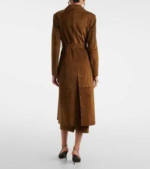 Nour Hammour Winona Belted Suede Wrap Coat