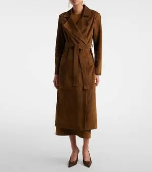 Nour Hammour Winona Belted Suede Wrap Coat